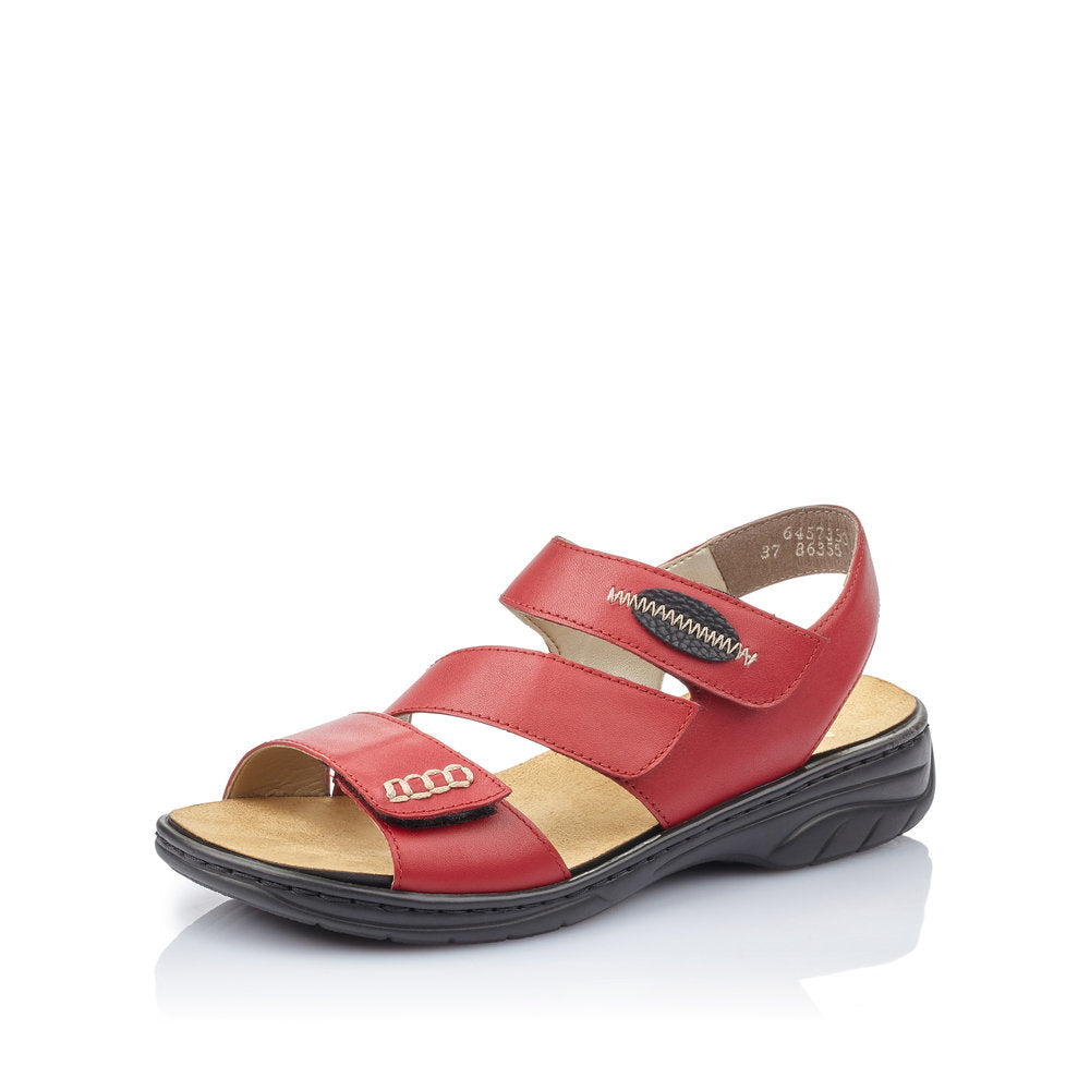 Virginia Womens Red Leather Sandals | Rieker New Zealand